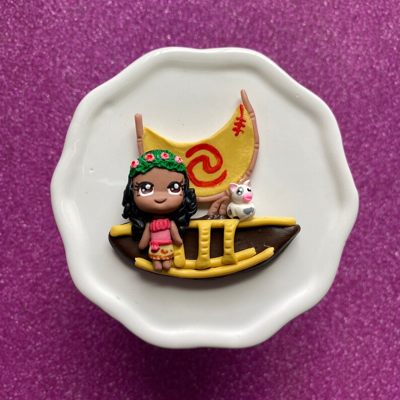 Moana on Boat Moana Tefiti Bow Clay Center Clay Charm - Etsy