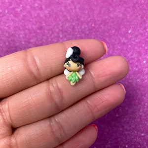 TINY, Green Fairy, Tinkerbell, Bow Clay Center, Clay Charm, Clay Bow ...