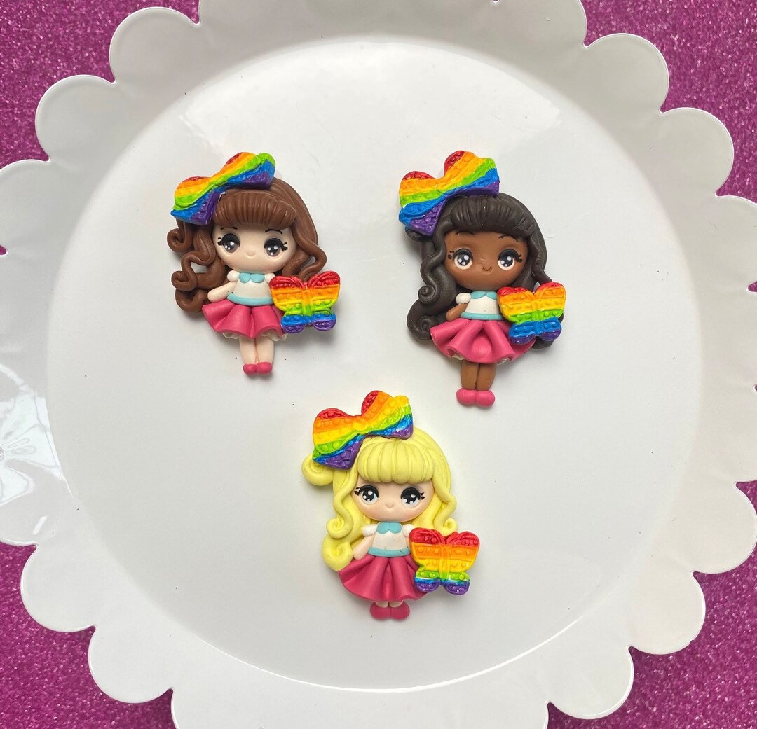 Pop Toy Girl, Choose One , Bow Clay Center, Clay Charm, Clay Bow Center ...