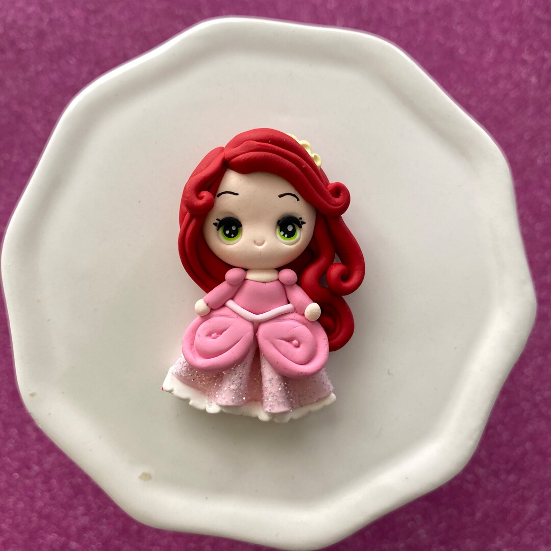 Pink Dress, Ariel, Mermaid, Bow Clay Center, Clay Charm, Clay Bow ...