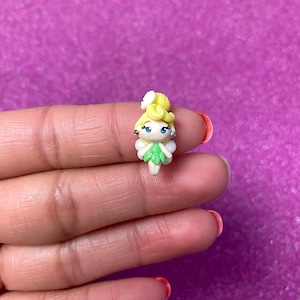 TINY, Green Fairy, Tinkerbell, Bow Clay Center, Clay Charm, Clay Bow ...