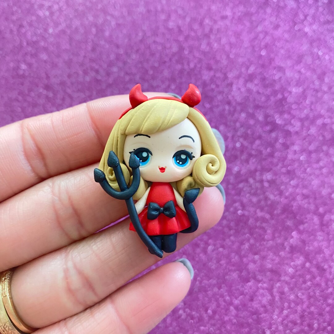 Devil Girl, Halloween, Bow Clay Center, Clay Charm, Clay Bow Center ...