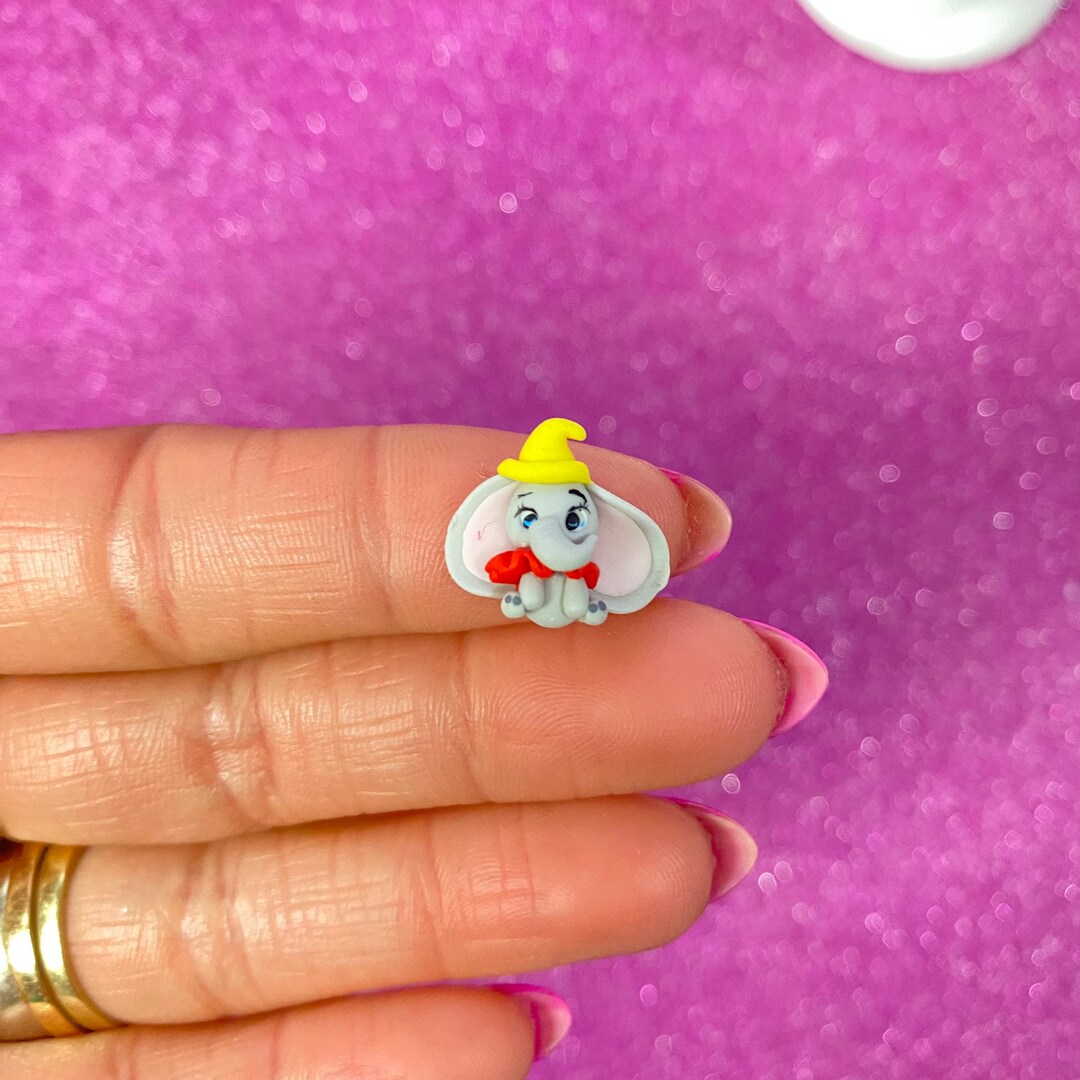 New, TINY, Dumbo, Elephant, Princess, Bow Clay Center, Clay Charm, Clay ...