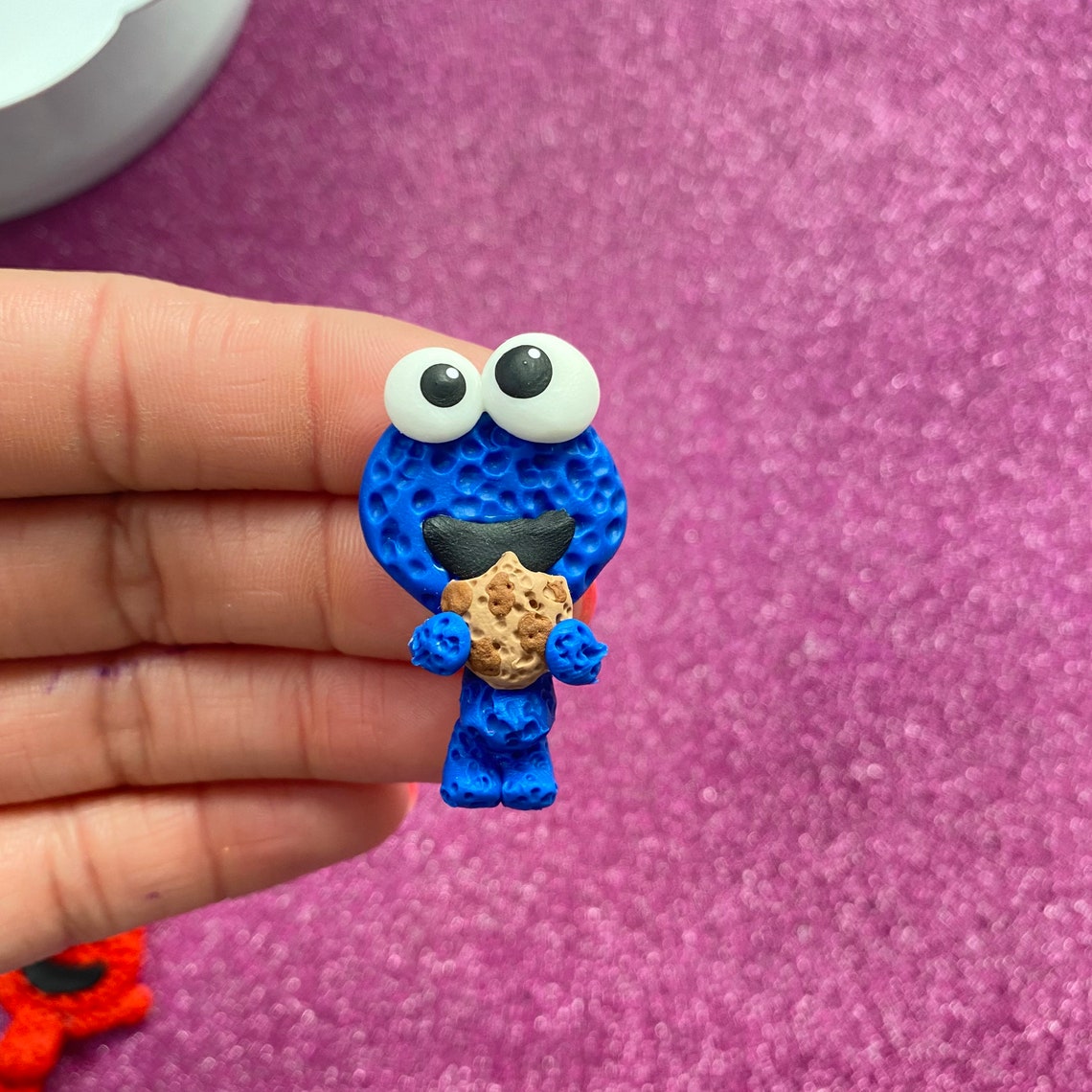 Sesame, Puppet, CHOOSE ONE, Clay Charm, Clay Bow Center, Polymer Clay ...
