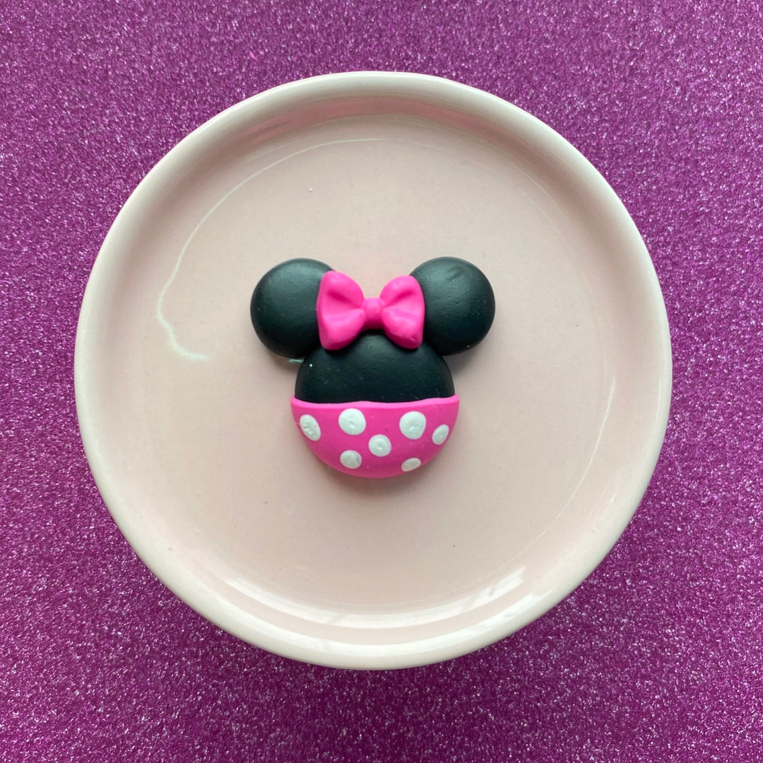 Pink, mouse head, minnie, Bow Clay center, clay charm, Clay bow center ...
