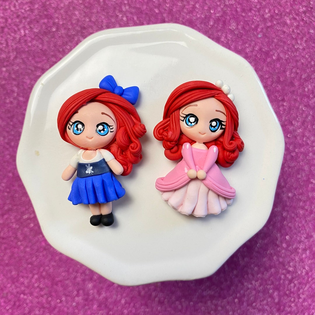 Mermaid Princess, Ariel, Bow Clay Center, Clay Charm, Clay Bow Center ...