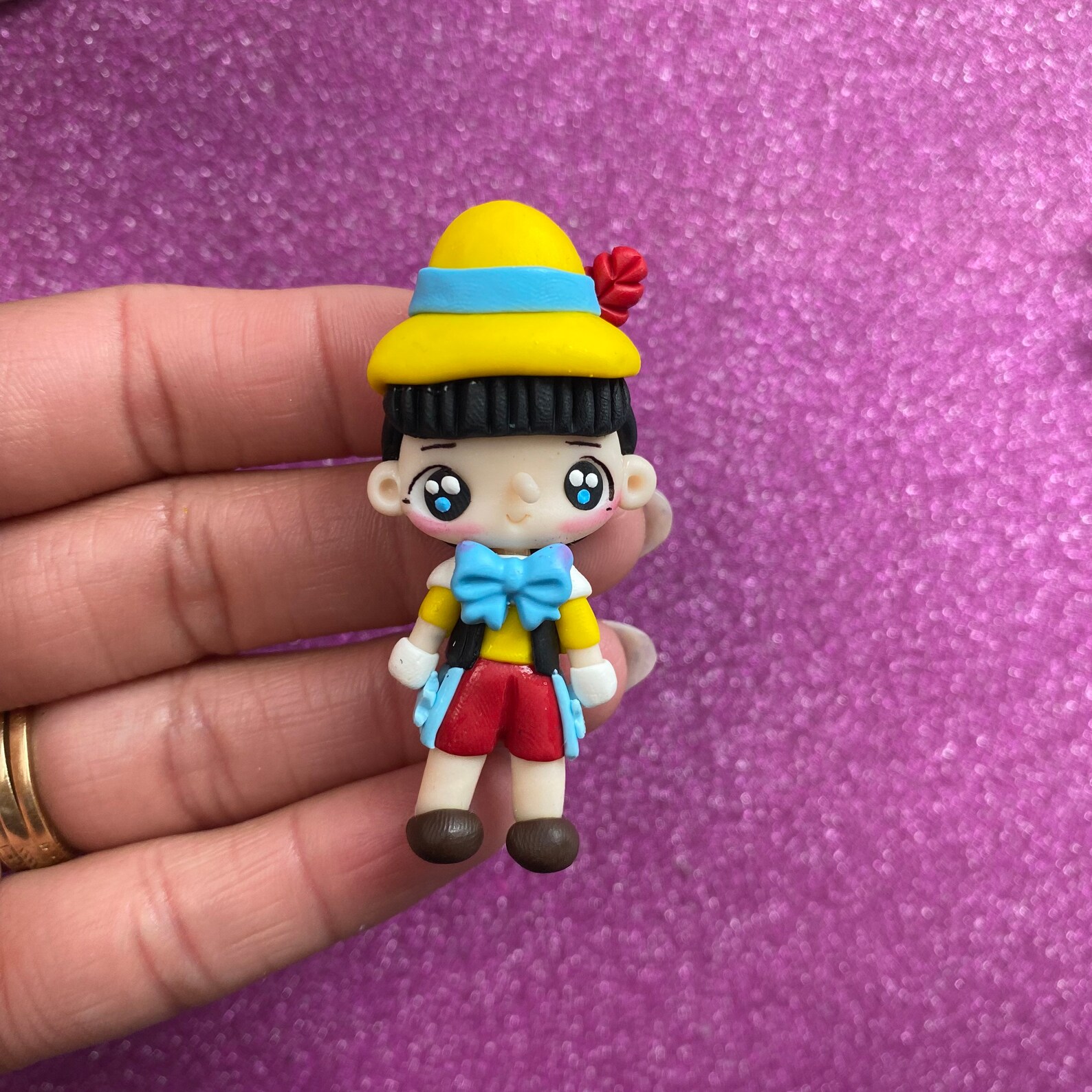 Wooden Puppet, Pinocchio , Bow Clay Center, Clay Charm, Clay Bow Center ...