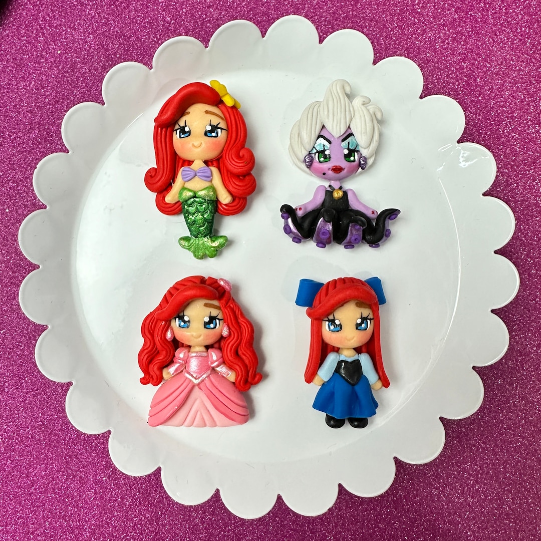 Pink Dress, Ariel, Mermaid, Bow Clay Center, Clay Charm, Clay Bow ...