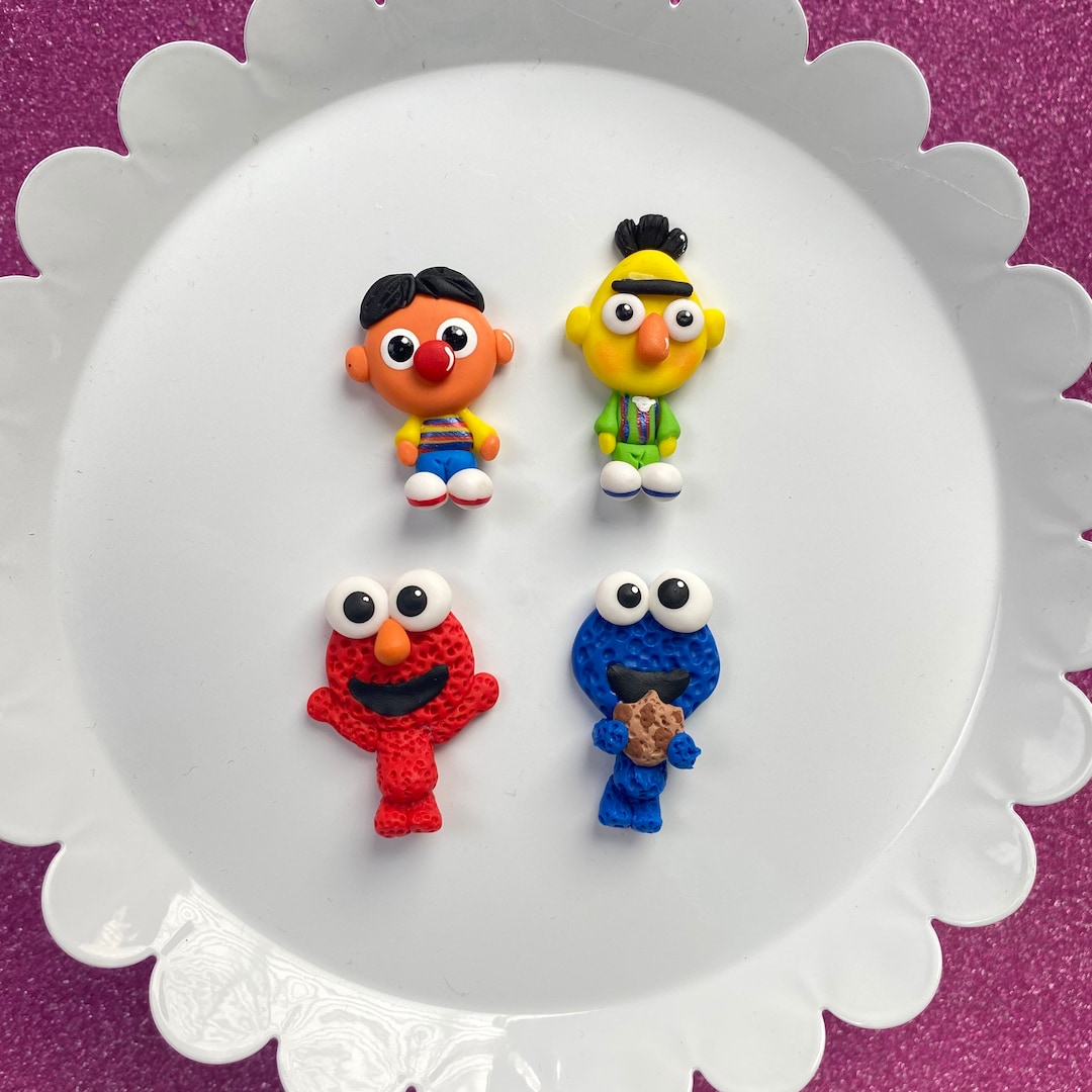 Sesame, Puppet, CHOOSE ONE, Clay Charm, Clay Bow Center, Polymer Clay ...