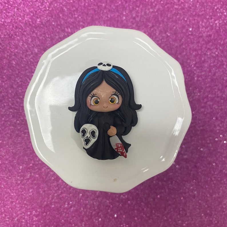 Scream Girl Scary Movie Bow Clay Center Clay Charm Clay - Etsy