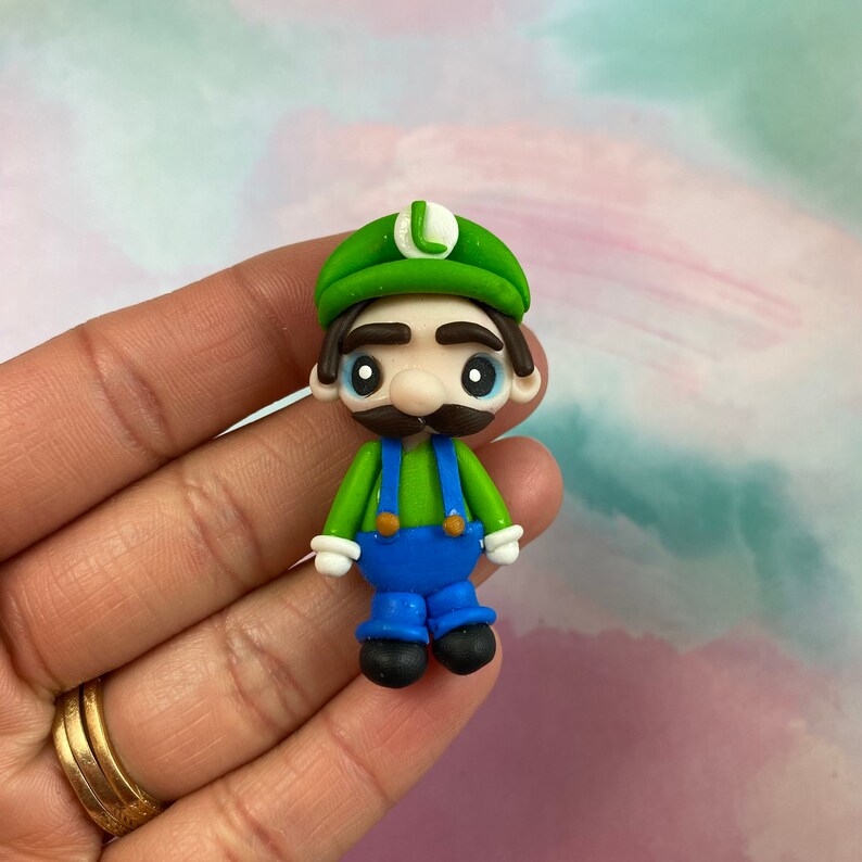 Video Game Bros Mario Luigi Bow Clay Center Clay Charm - Etsy