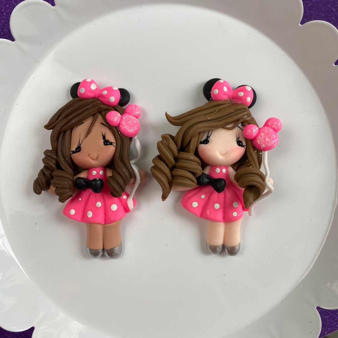 Pink Minnie Mouse Girl, COOSE ONE, Bow Clay Center, Clay Charm, Clay ...