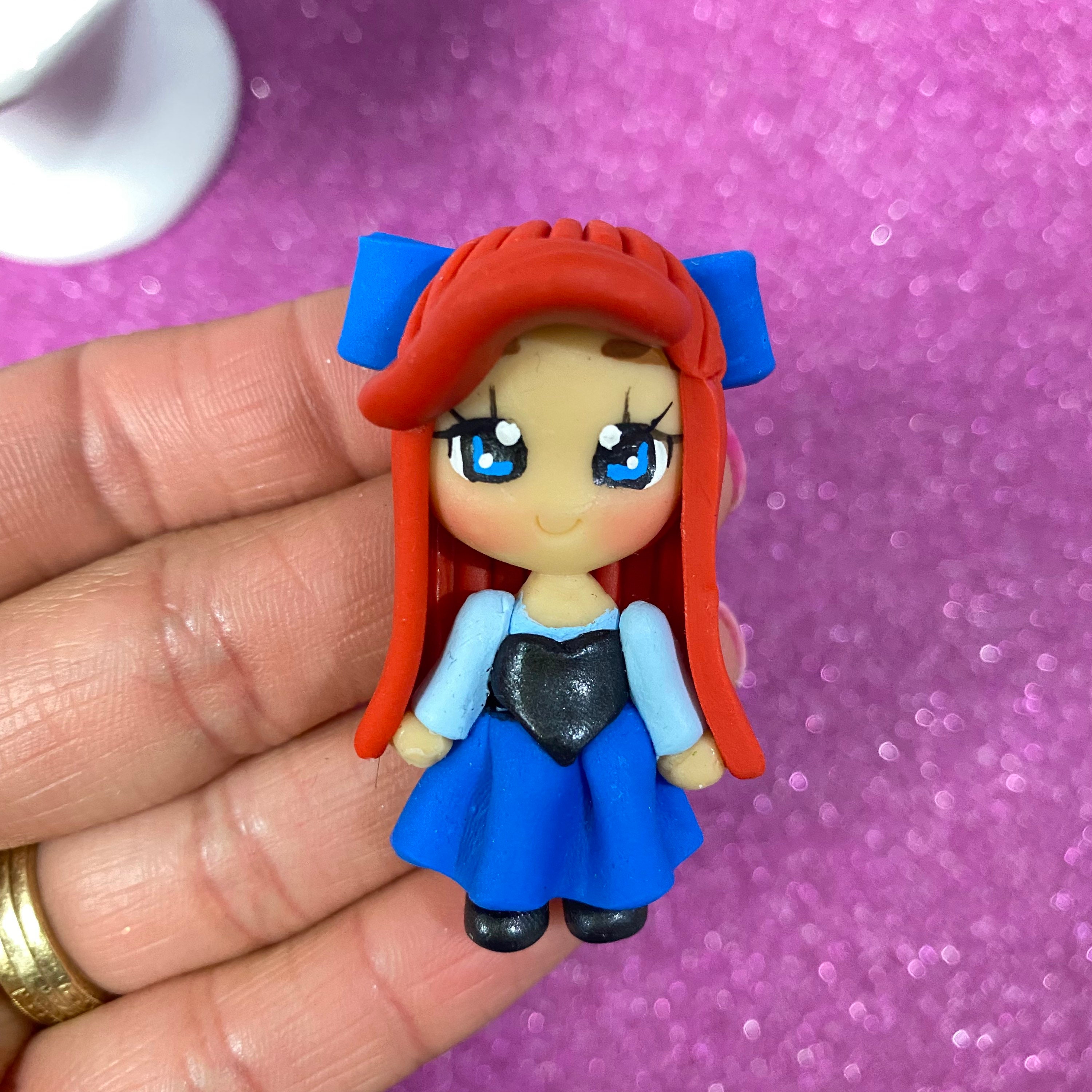Pink Dress, Ariel, Mermaid, Bow Clay Center, Clay Charm, Clay Bow ...