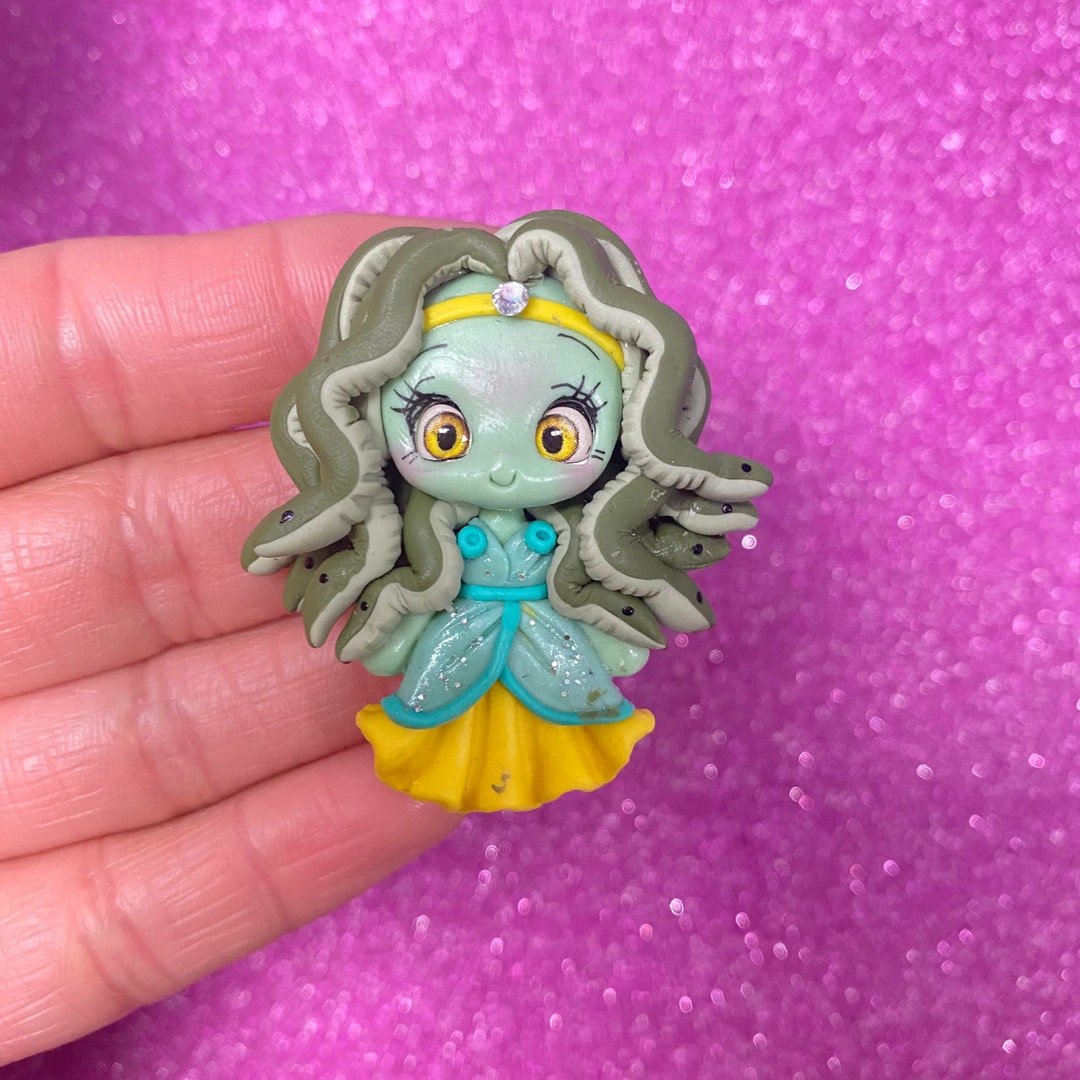 Medusa, Greek Mythology, Bow Clay Center, Clay Charm, Clay Bow Center ...