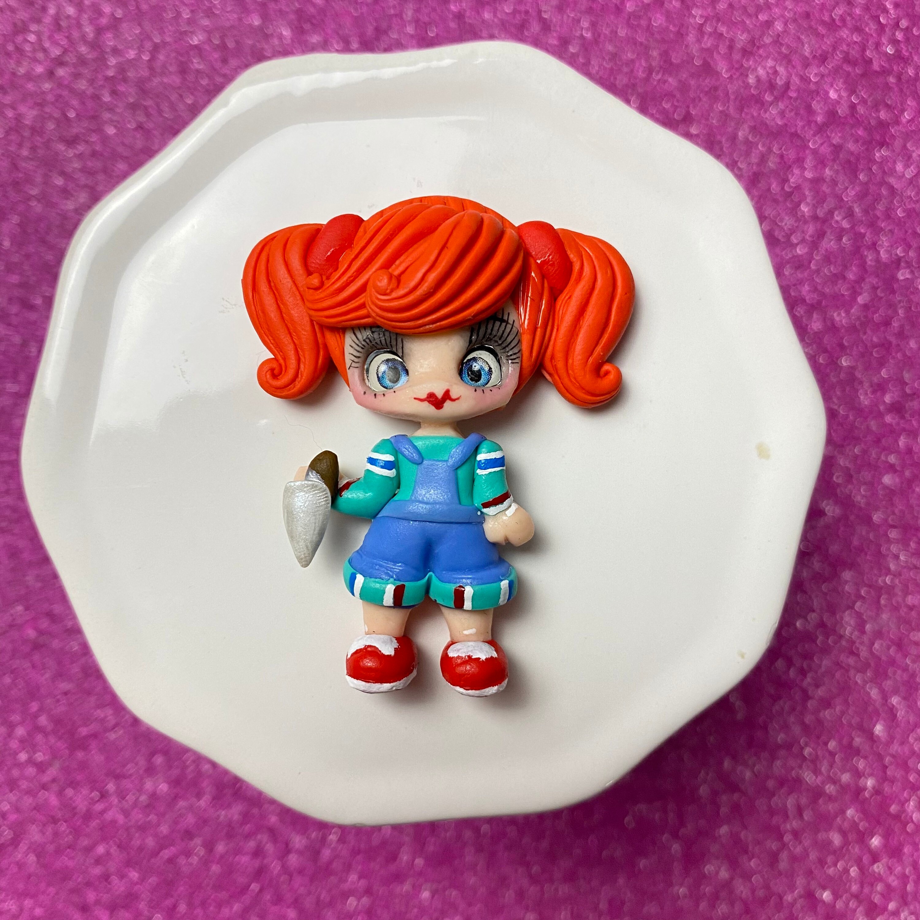 Horror Movie, Chucky, Tiffany, Bow Clay Center, Clay Charm, Clay Bow ...