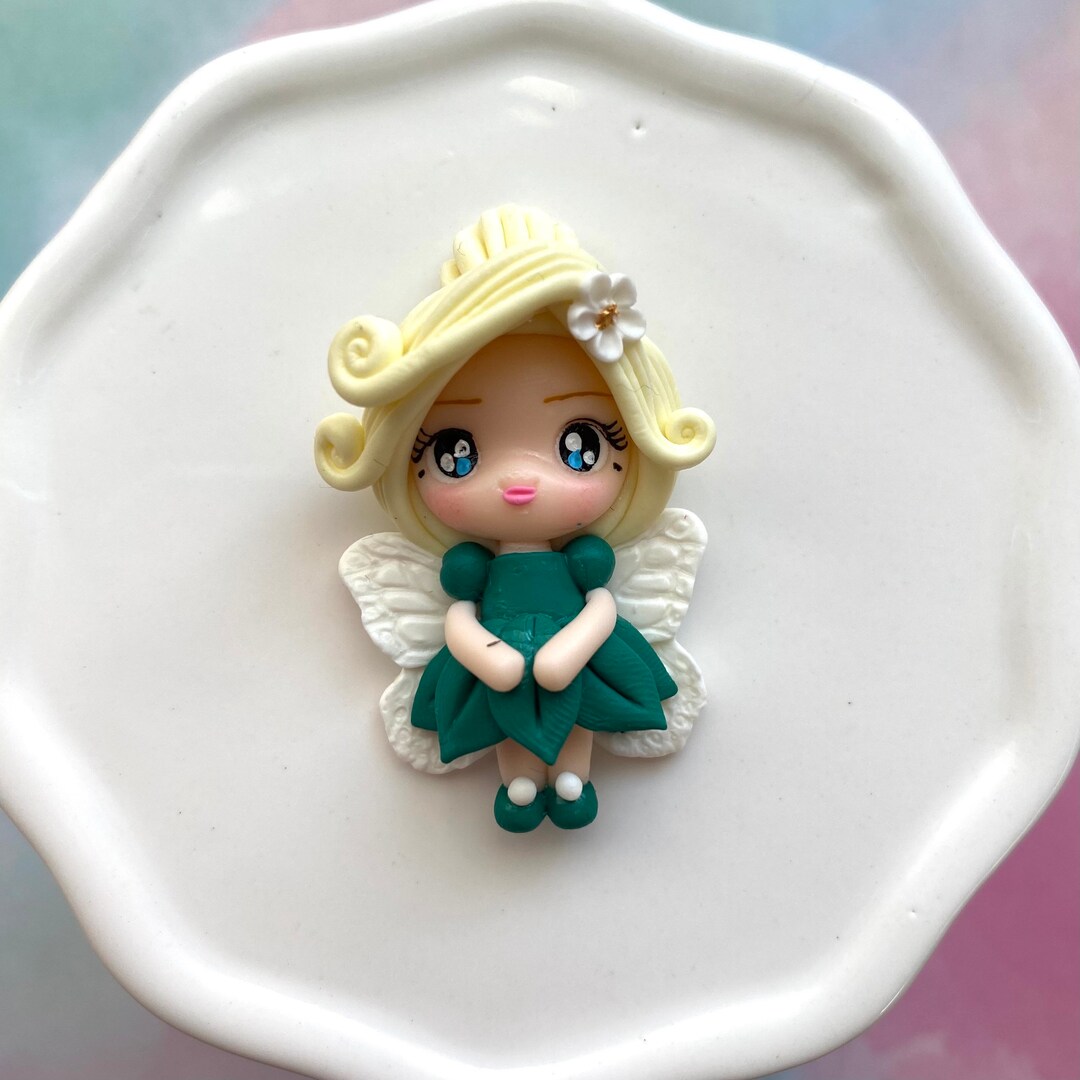 Green Fairy, Tinkerbell, Tink, Bow Clay Center, Clay Charm, Clay Bow ...