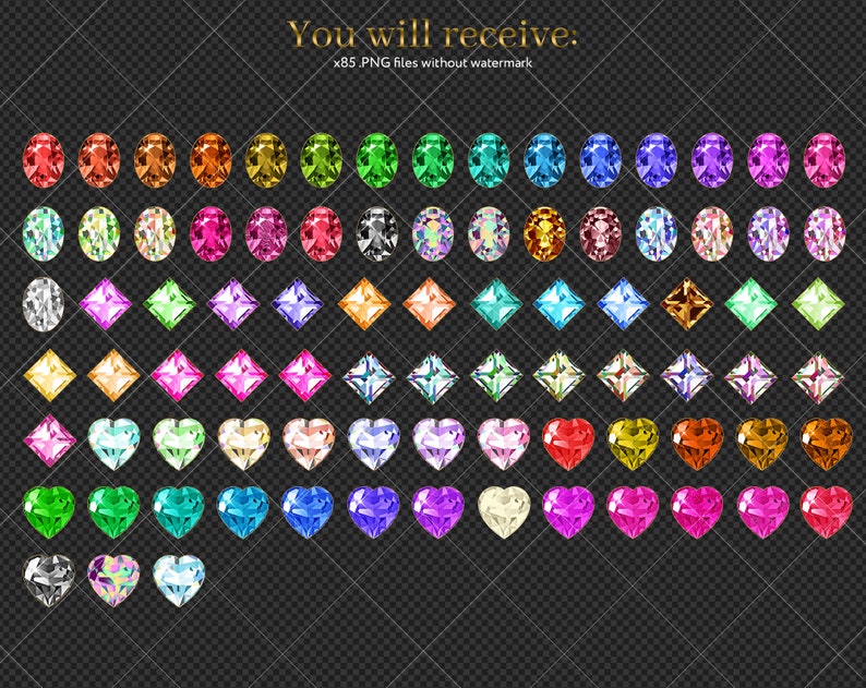 85 Gemstone Clipart Jewel Diamond Clip Art Glitter Gems | Etsy