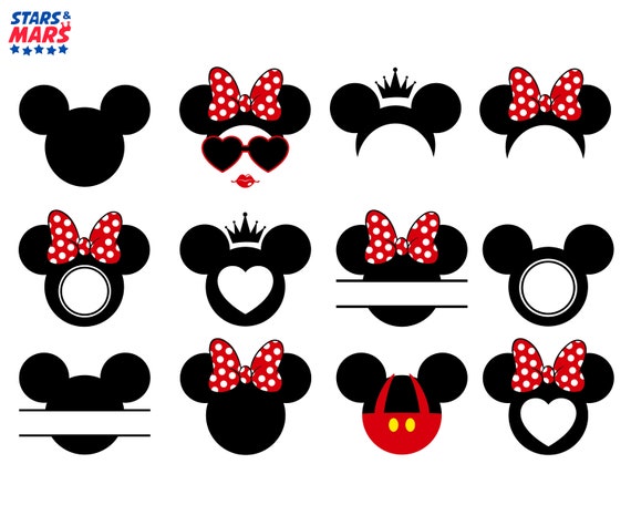 Mickey Monogram Svg Mickey Mouse Head Shape Svg Minnie Etsy