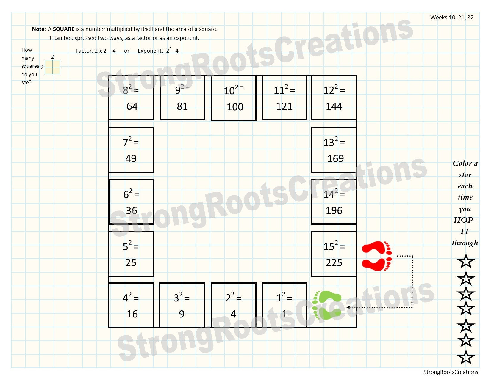 Math Hopscotch Skip-counting or Multiplication Facts 1's - Cubes up to ...