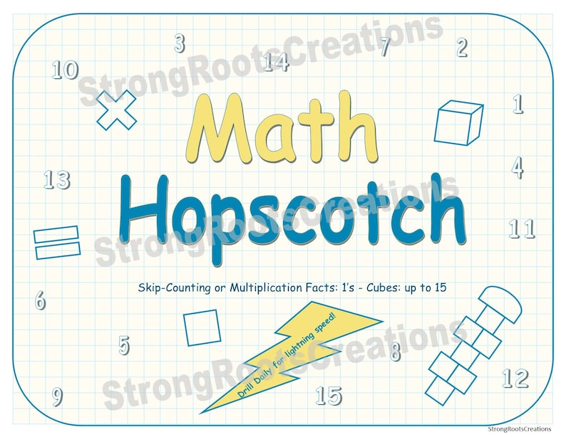 Math Hopscotch Skip-counting or Multiplication Facts 1's - Cubes up to ...