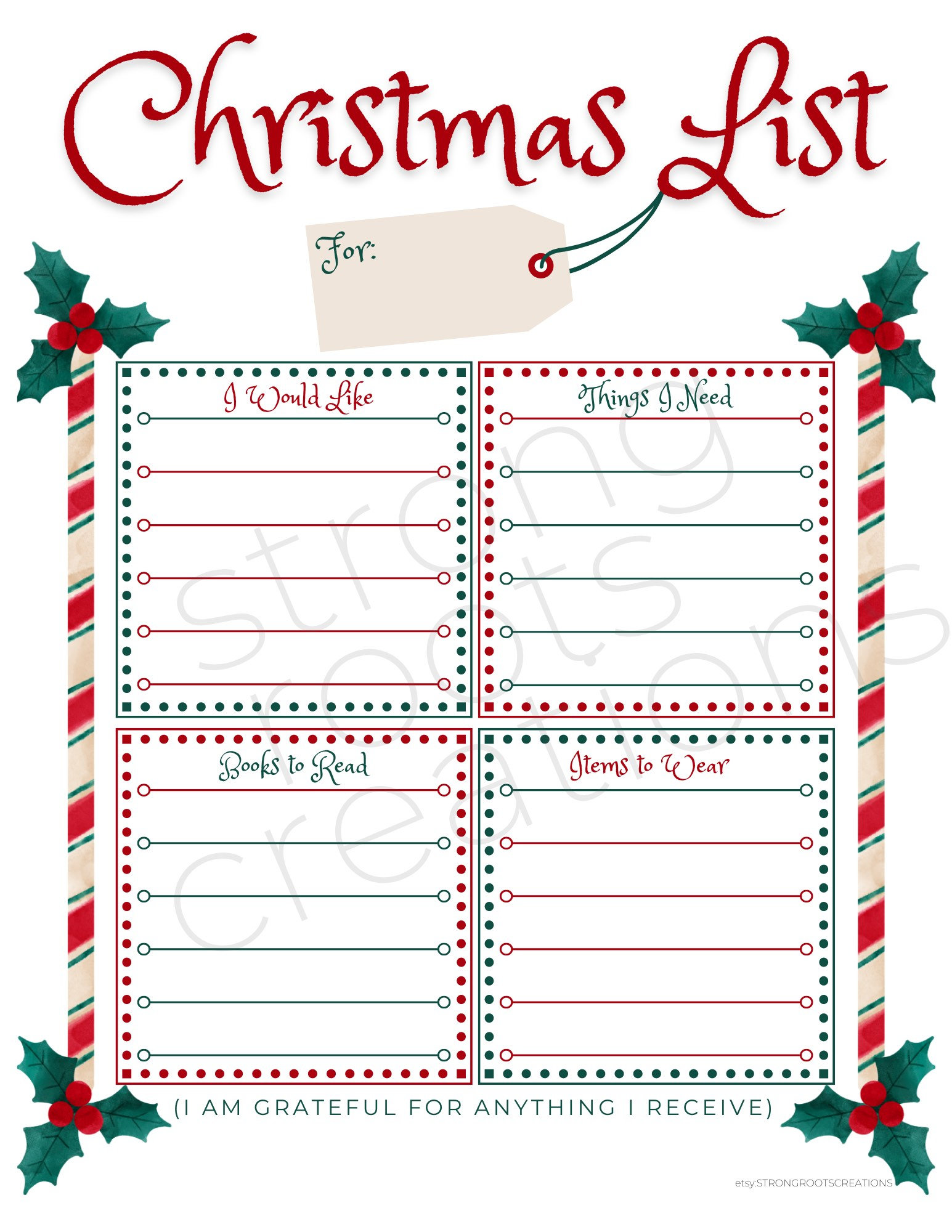 Four Gifts Christmas Wish List - Etsy