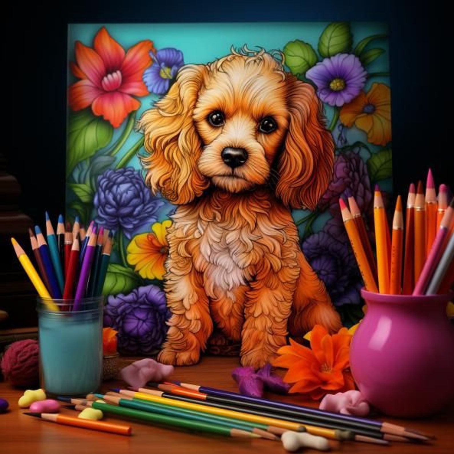 20 Puppy Love Dog Coloring Page Book, Adults + Kids- Instant Download ...