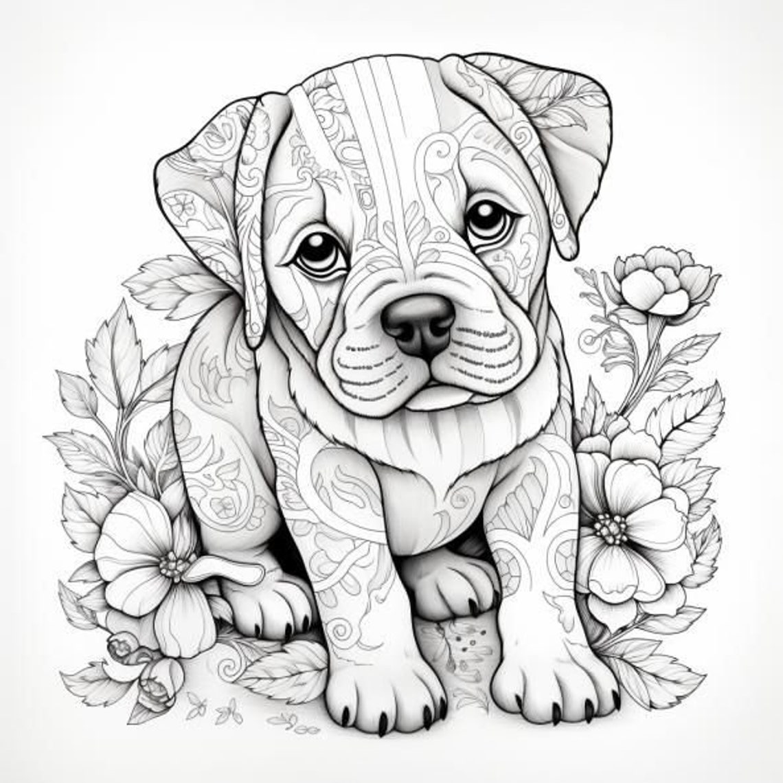 20 Puppy Love Dog Coloring Page Book, Adults + Kids- Instant Download ...