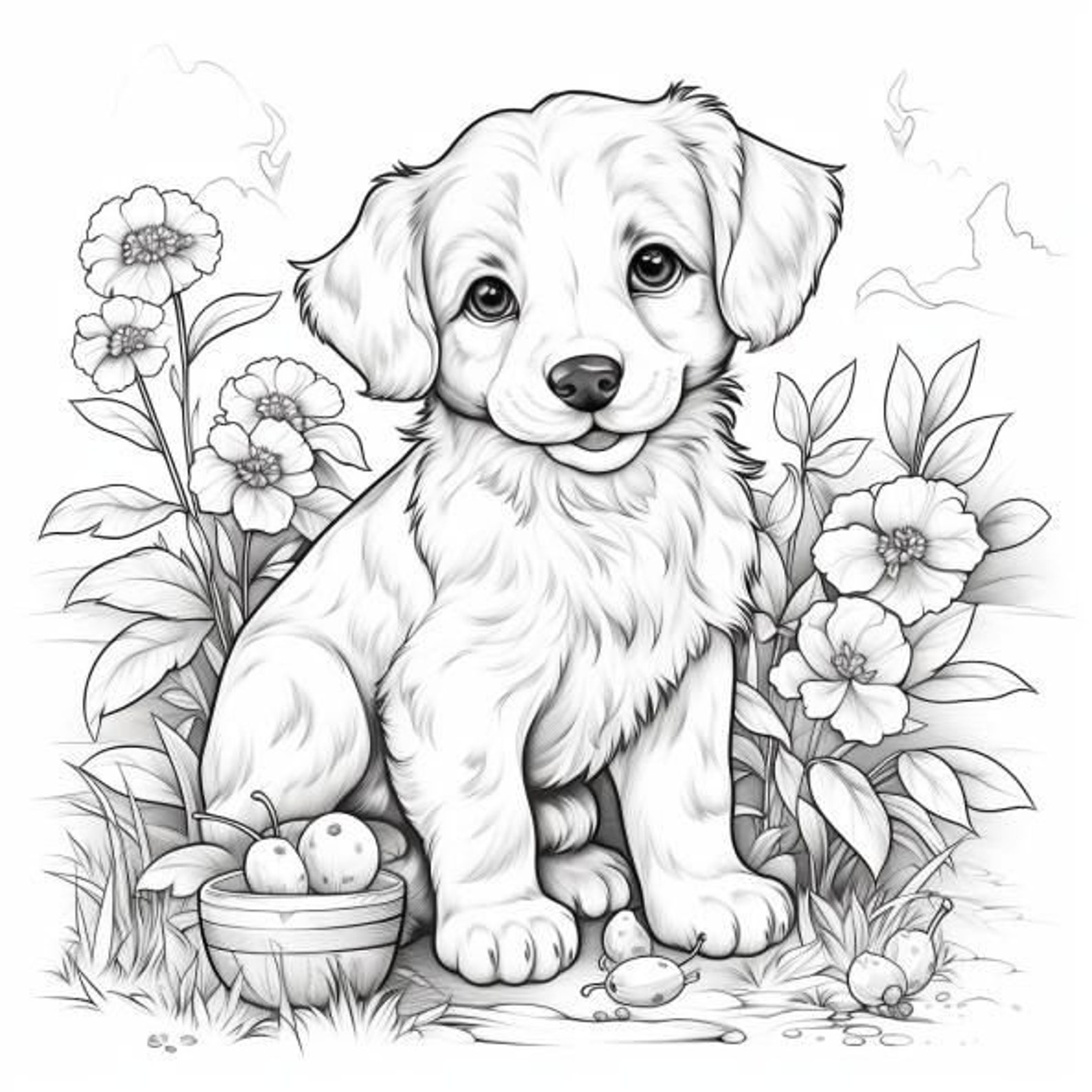 20 Puppy Love Dog Coloring Page Book, Adults + Kids- Instant Download ...