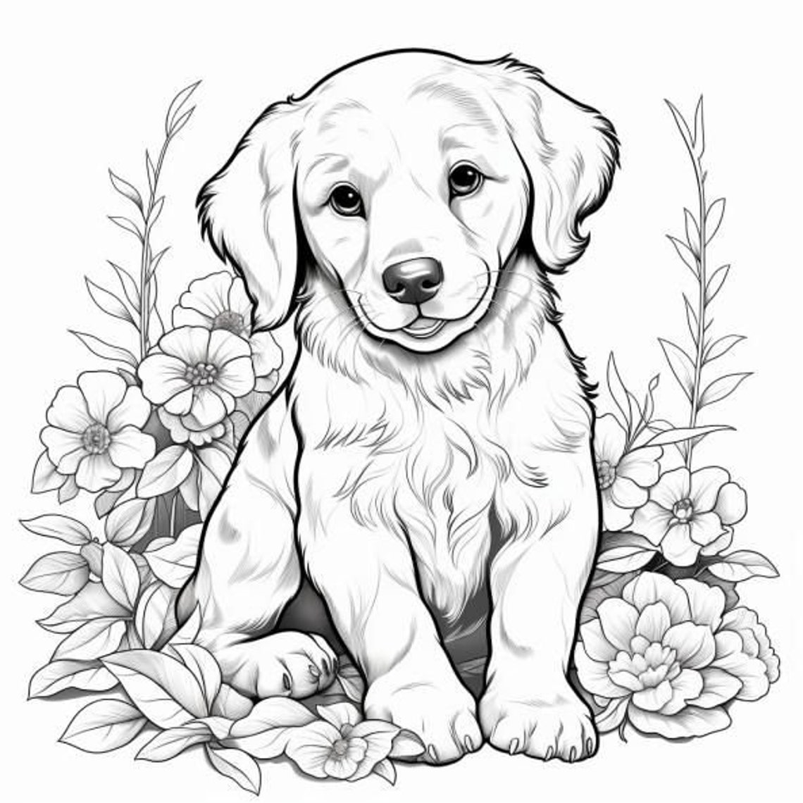 20 Puppy Love Dog Coloring Page Book, Adults + Kids- Instant Download ...