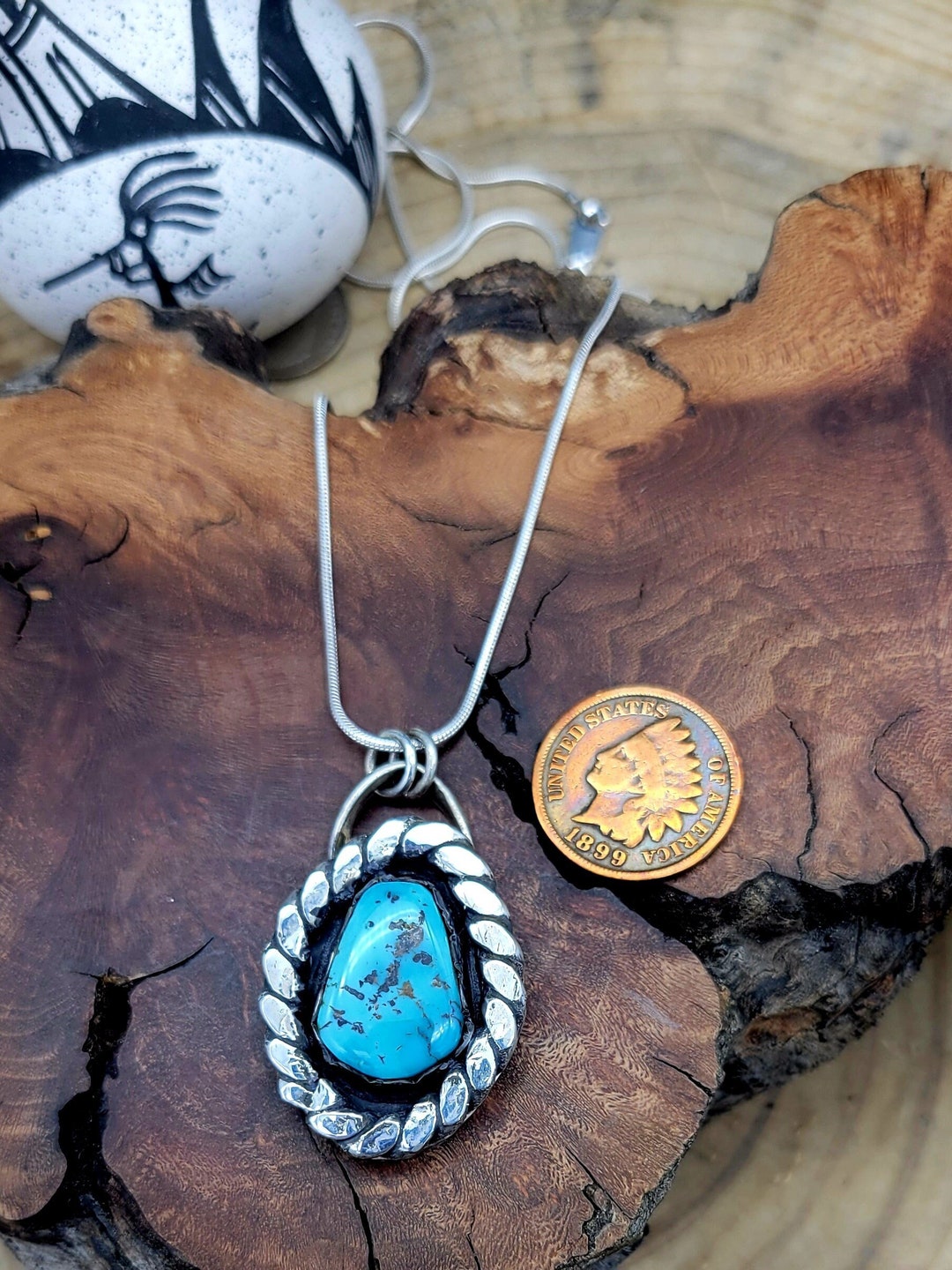 Handmade Natural Blue Dream Turquoise Pendant - Etsy