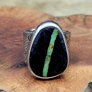 Handmade Blackjack Turquoise and Sterling Silver Ring. Size 8.5. Snake ...