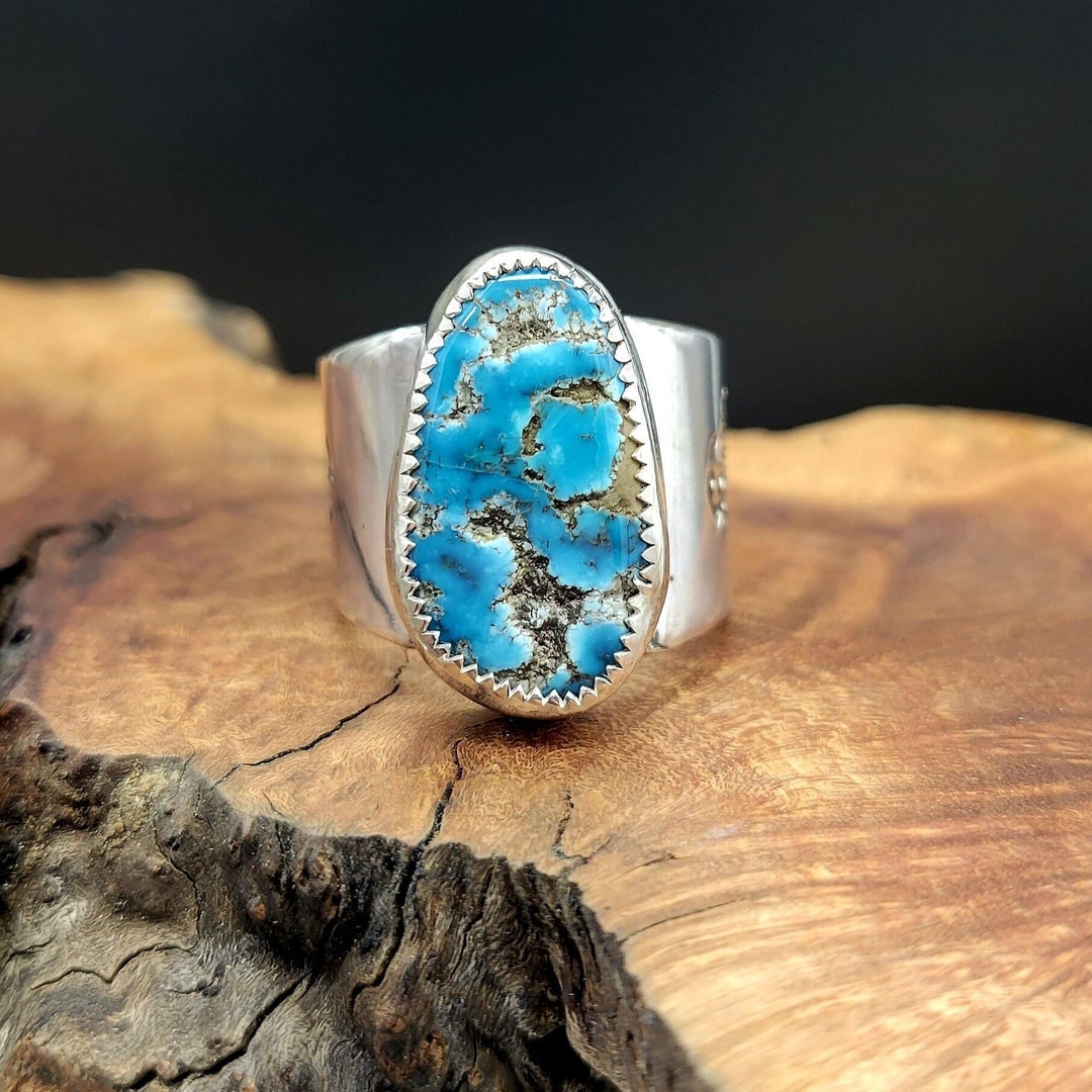 Handmade Egyptian Turquoise and Sterling Silver Ring, Size 10 - Etsy