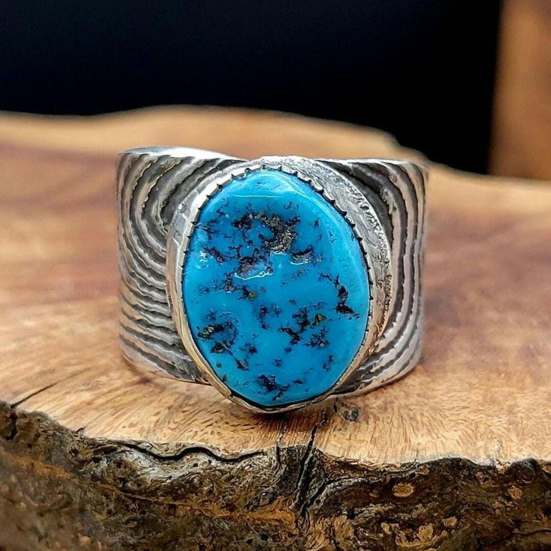 Handmade Sleeping Beauty Turquoise and Sterling Silver Ring. Size 9. - Etsy