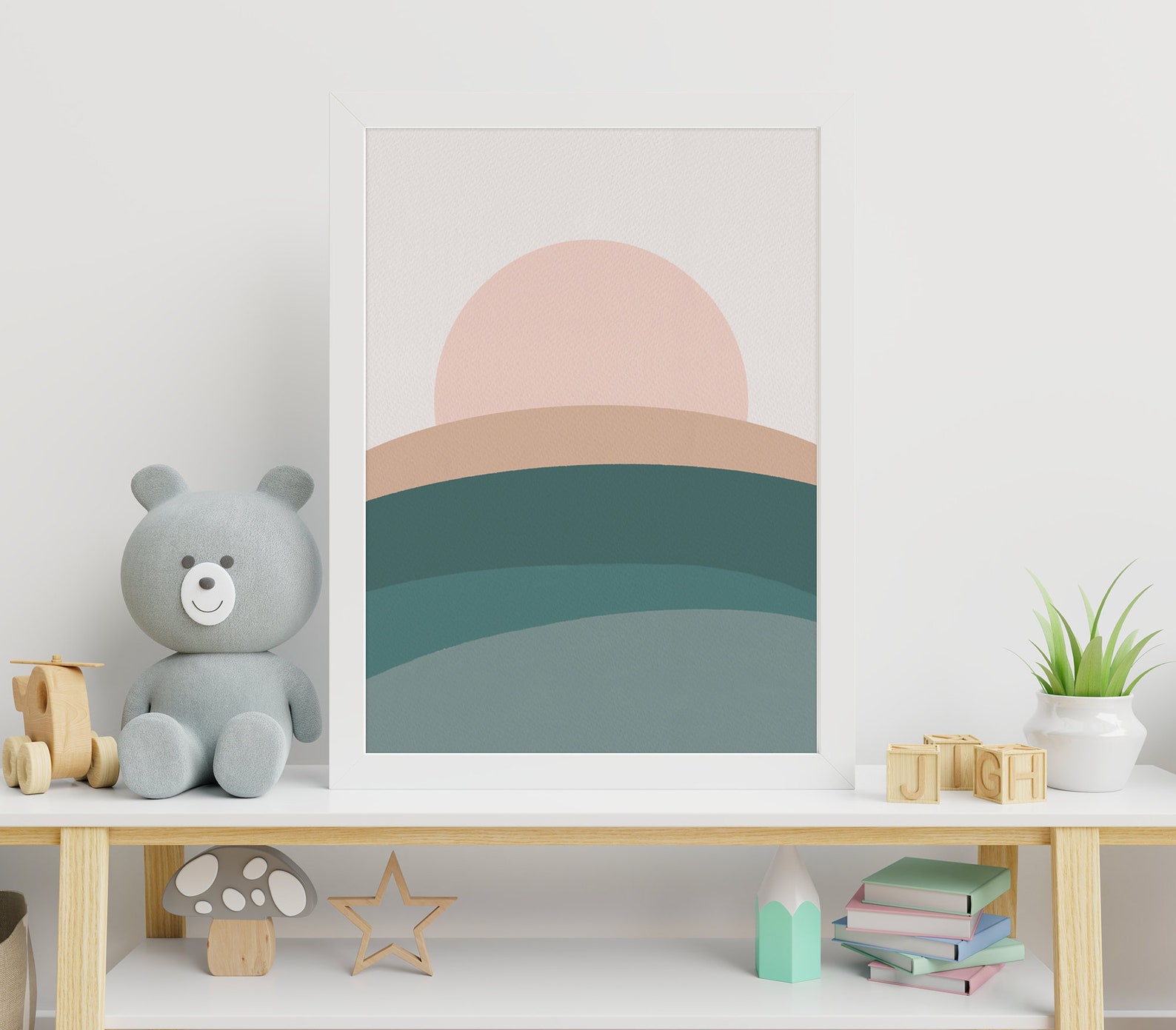 Pink Sunset Boho Decor Minimal Boho Decor Design Illustrated - Etsy
