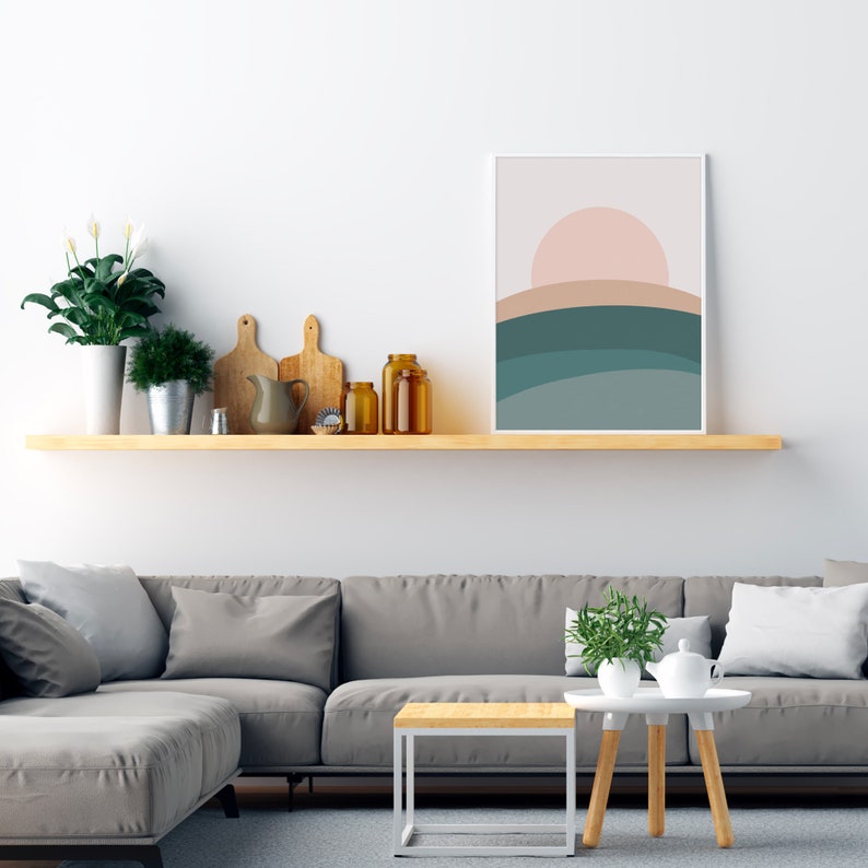 Pink Sunset Boho Decor Minimal Boho Decor Design Illustrated - Etsy