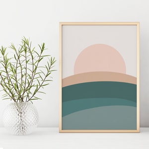 Pink Sunset Boho Decor Minimal Boho Decor Design Illustrated - Etsy