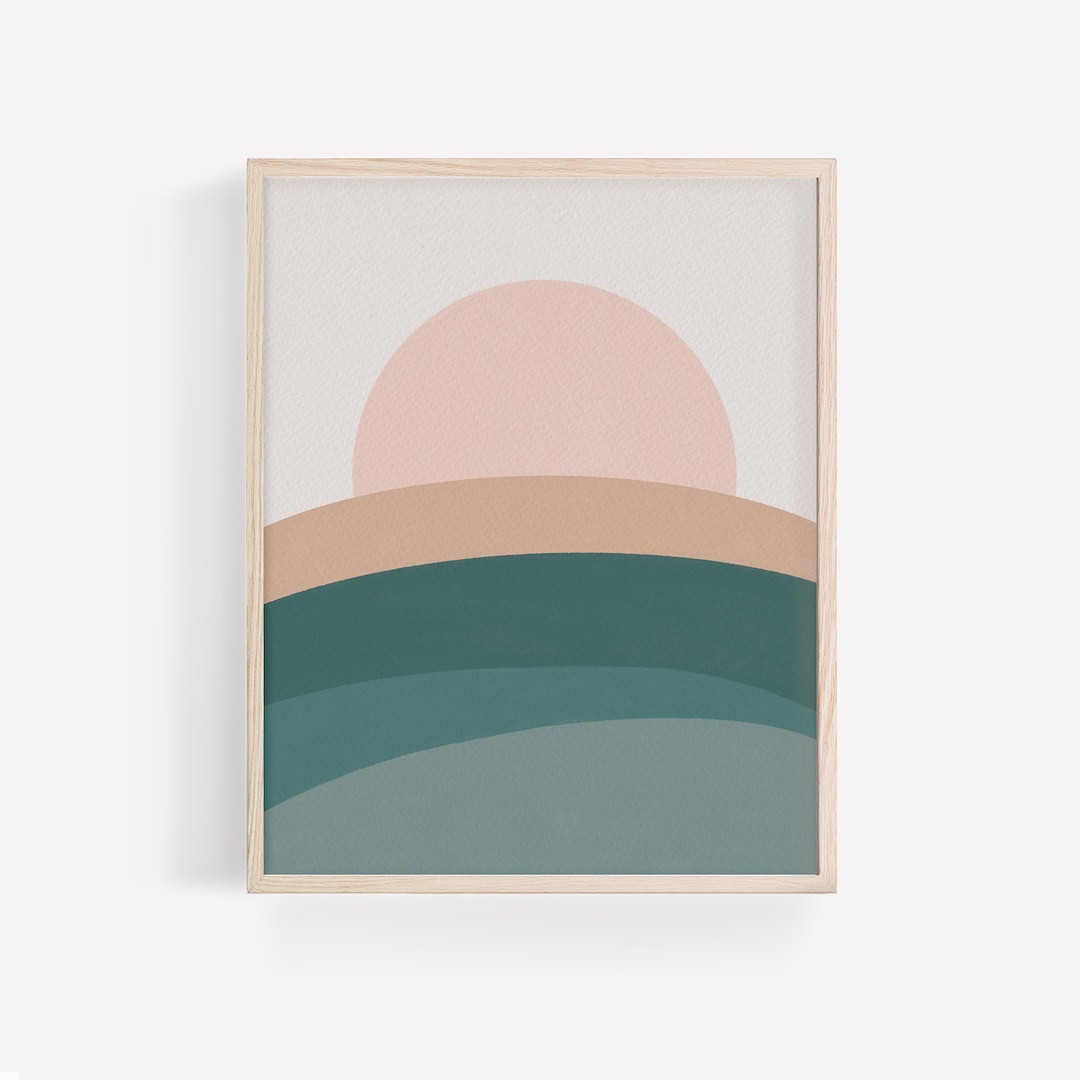 Pink Sunset Boho Decor Minimal Boho Decor Design Illustrated - Etsy