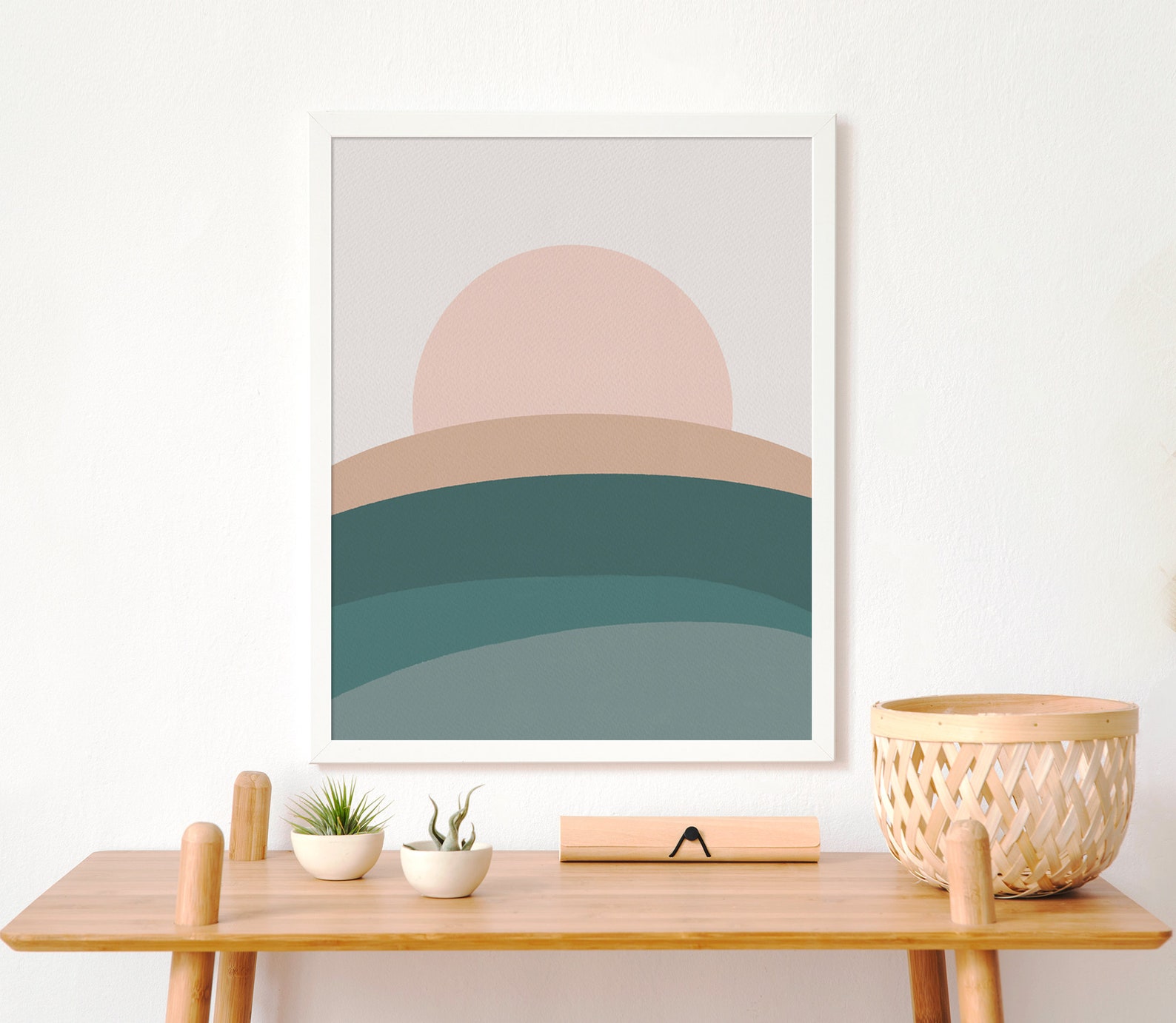Pink Sunset Boho Decor Minimal Boho Decor Design Illustrated - Etsy