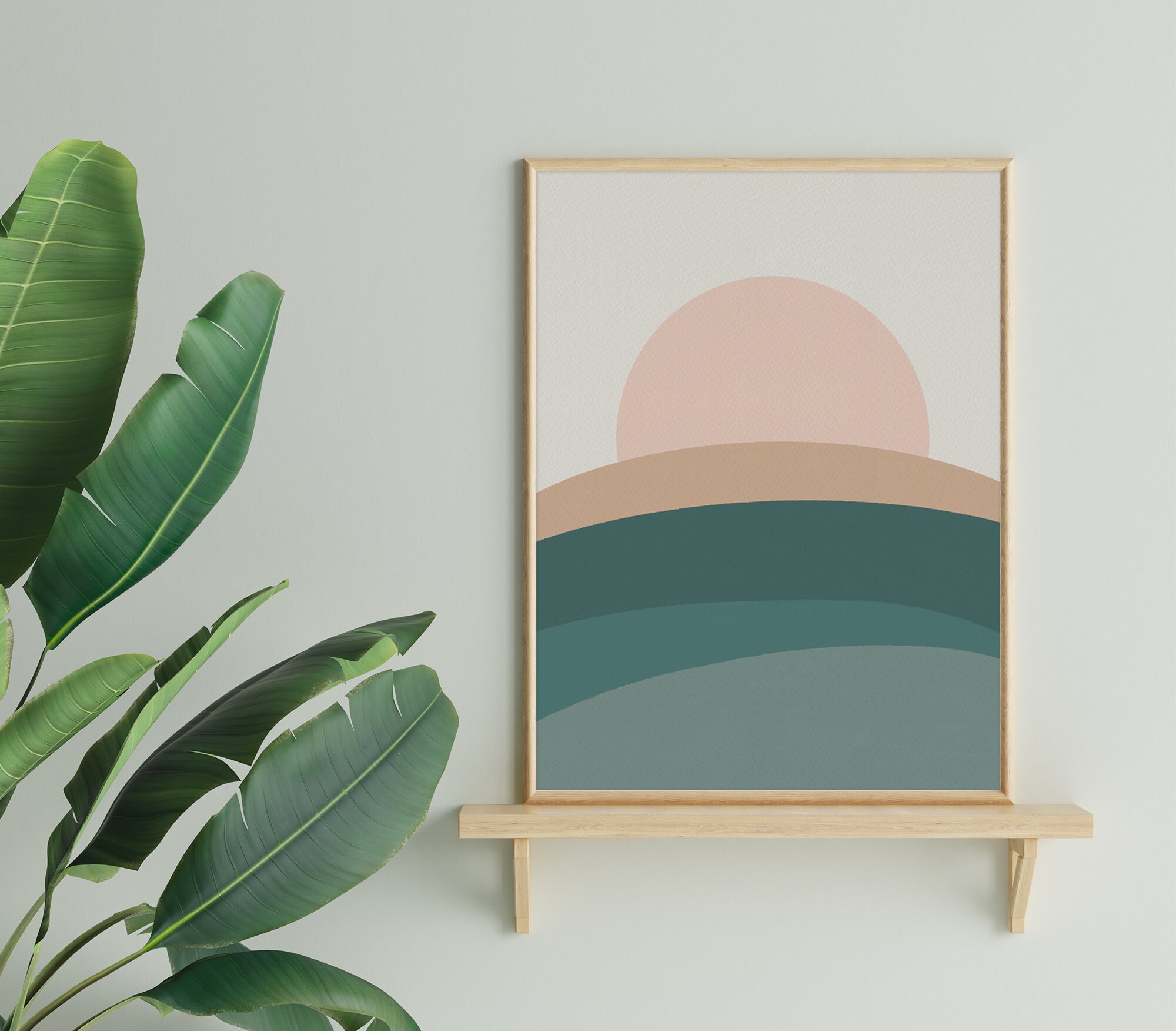 Pink Sunset Boho Decor Minimal Boho Decor Design Illustrated | Etsy