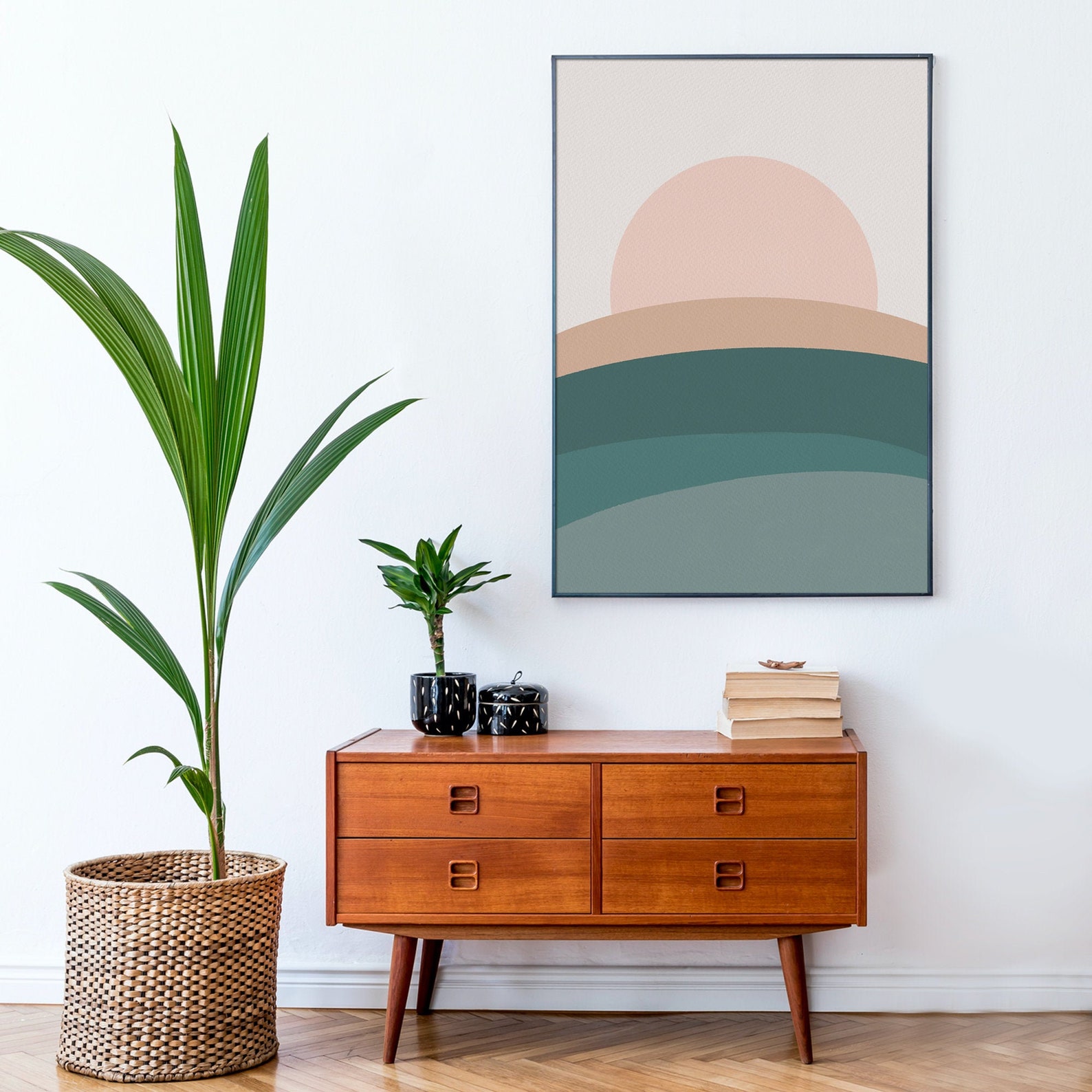 Pink Sunset Boho Decor Minimal Boho Decor Design Illustrated - Etsy