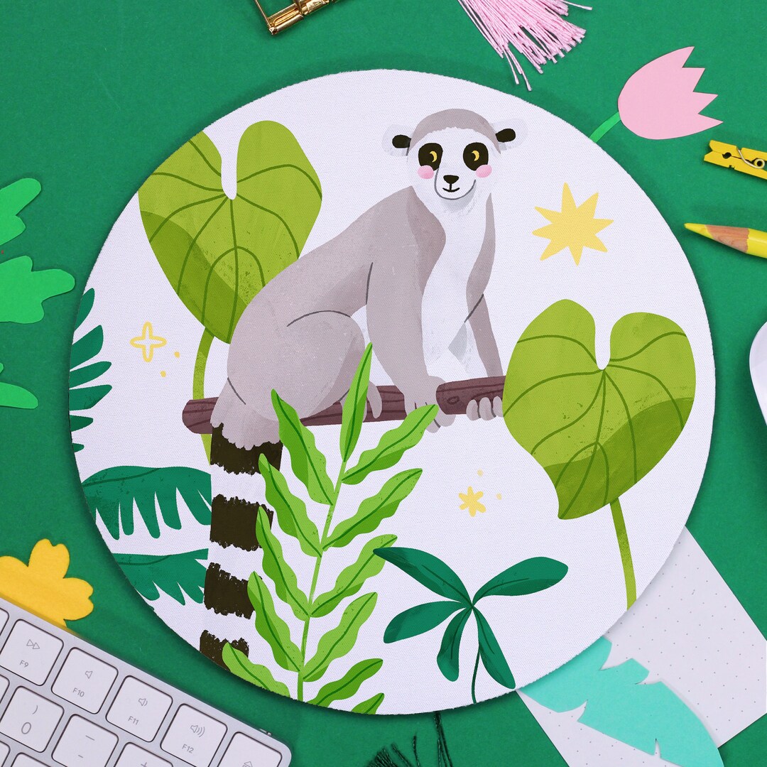 Lemur Mouse Pad - Jungle Vibes - Monkey Mouse Mat - Jungle Illustration ...
