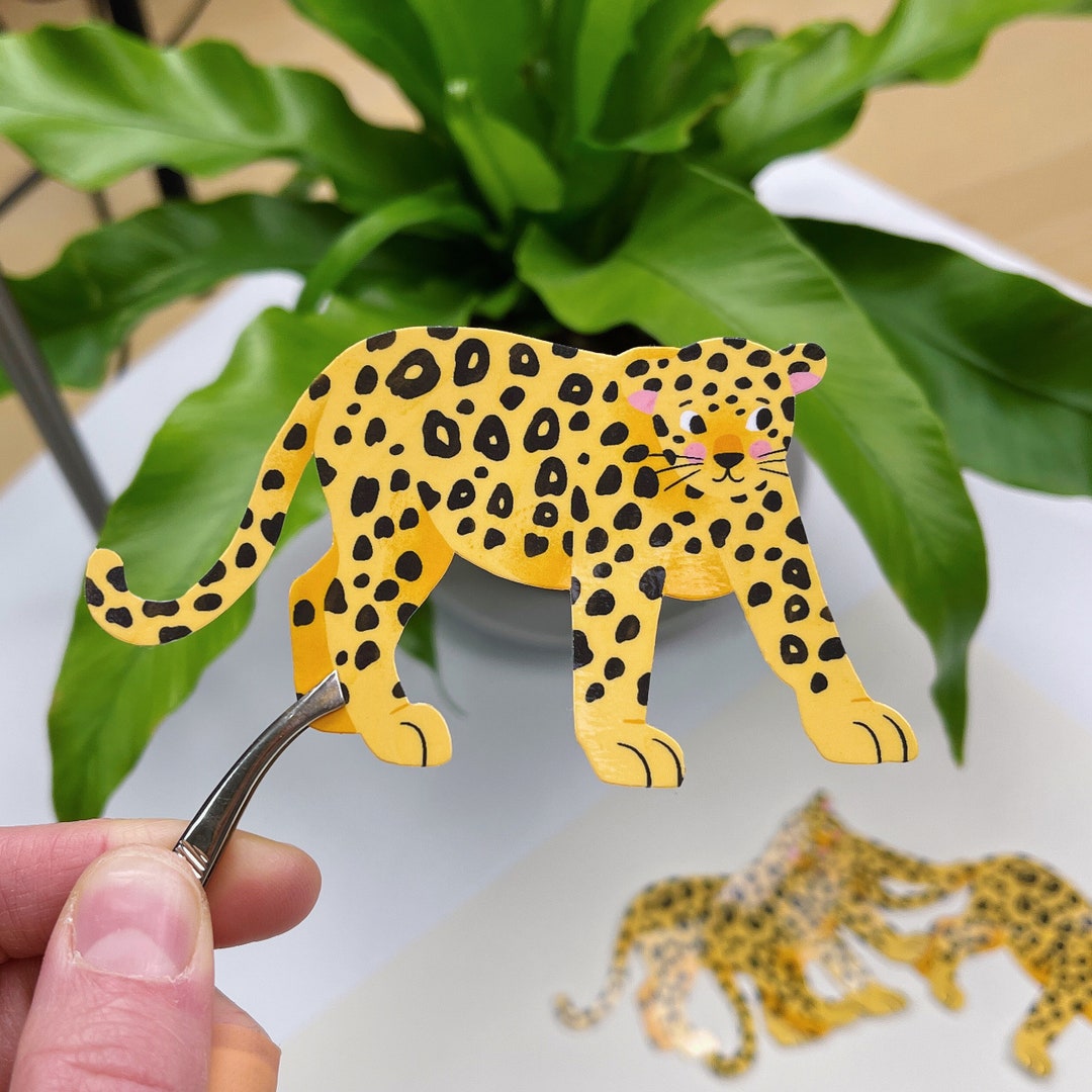Leopard Vinyl Sticker Waterproof Sticker Leopard Illustration Wild Cat ...