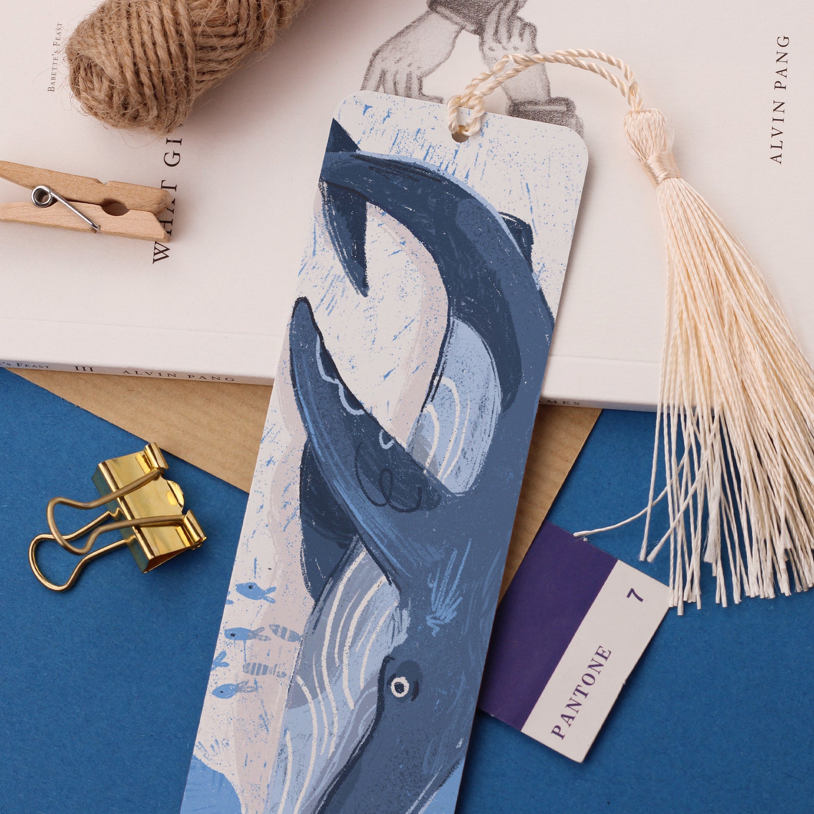 Blue Whale Illustrated Metal Bookmark - Aluminium Bookmark - Book ...
