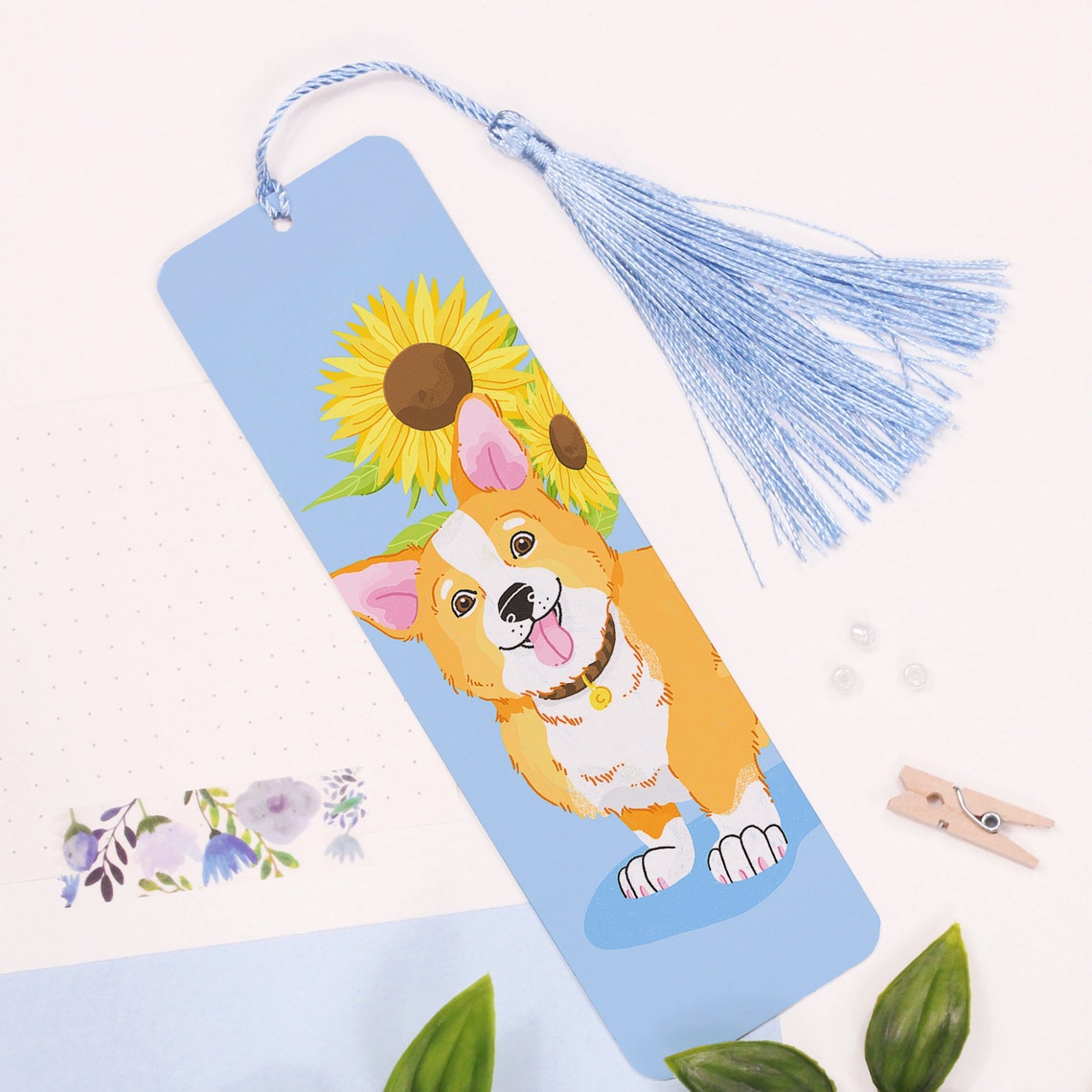 Corgi Aluminium Bookmark Illustration Bookmark Book gadget | Etsy