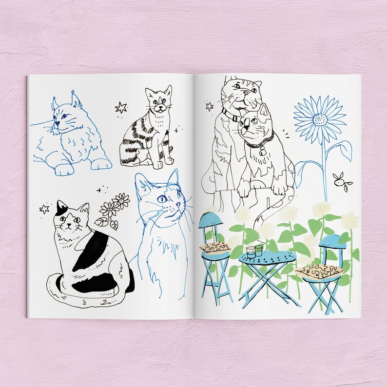 Cats Sketchbook Zine - Artist Zine - Art Sketchbook - Illustration ...