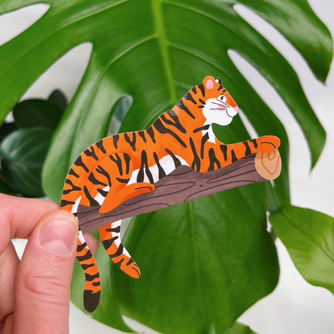 Tiger Vinyl Sticker Waterproof Sticker Tiger Illustration Wild Cat ...