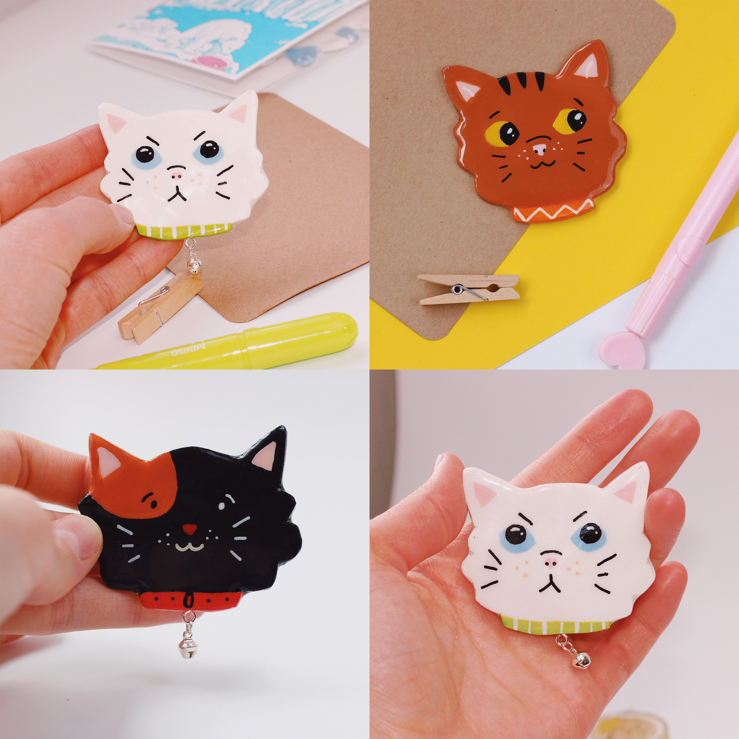 Handmade Clay Brooch Pins Cute Pins Animal Clay Pins - Etsy UK