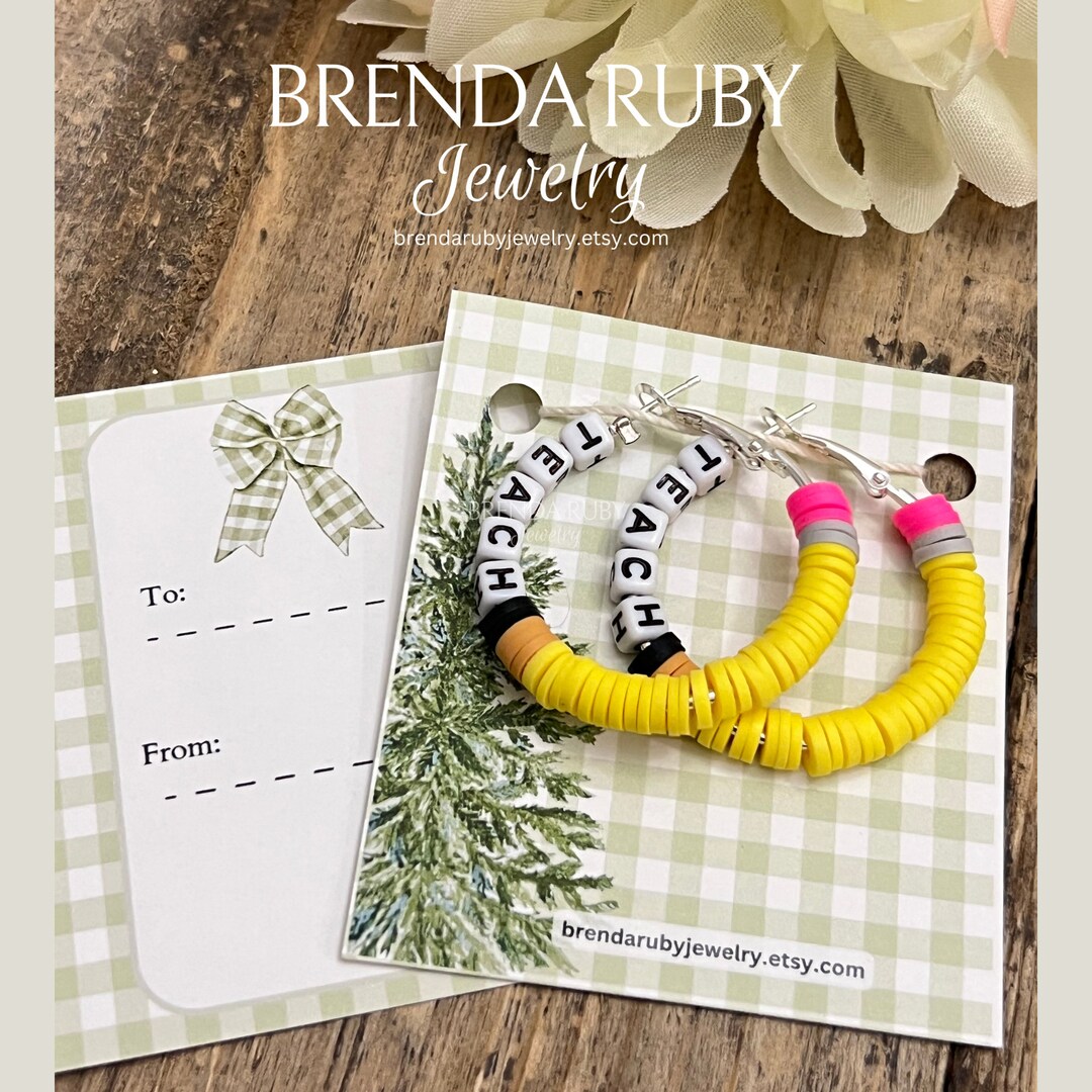 Personalized Teacher Hoop Earrings, Pencil Earrings for Teachers ...