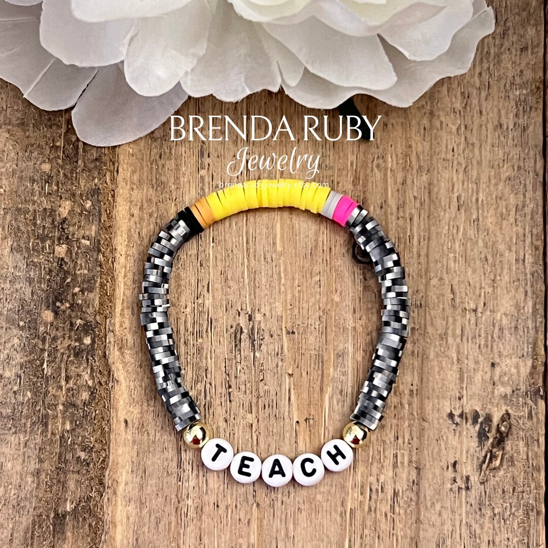 Personalized Teacher Bracelet, Composition Notebook and Pencil Bracelet for Teachers and ...