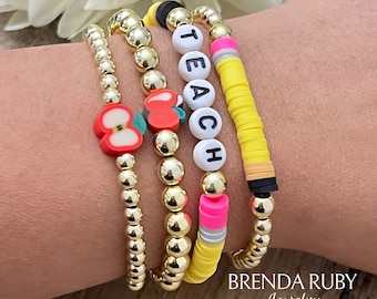 Teacher Pencil Bracelet / Heishi Bracelet / Personalized - Etsy